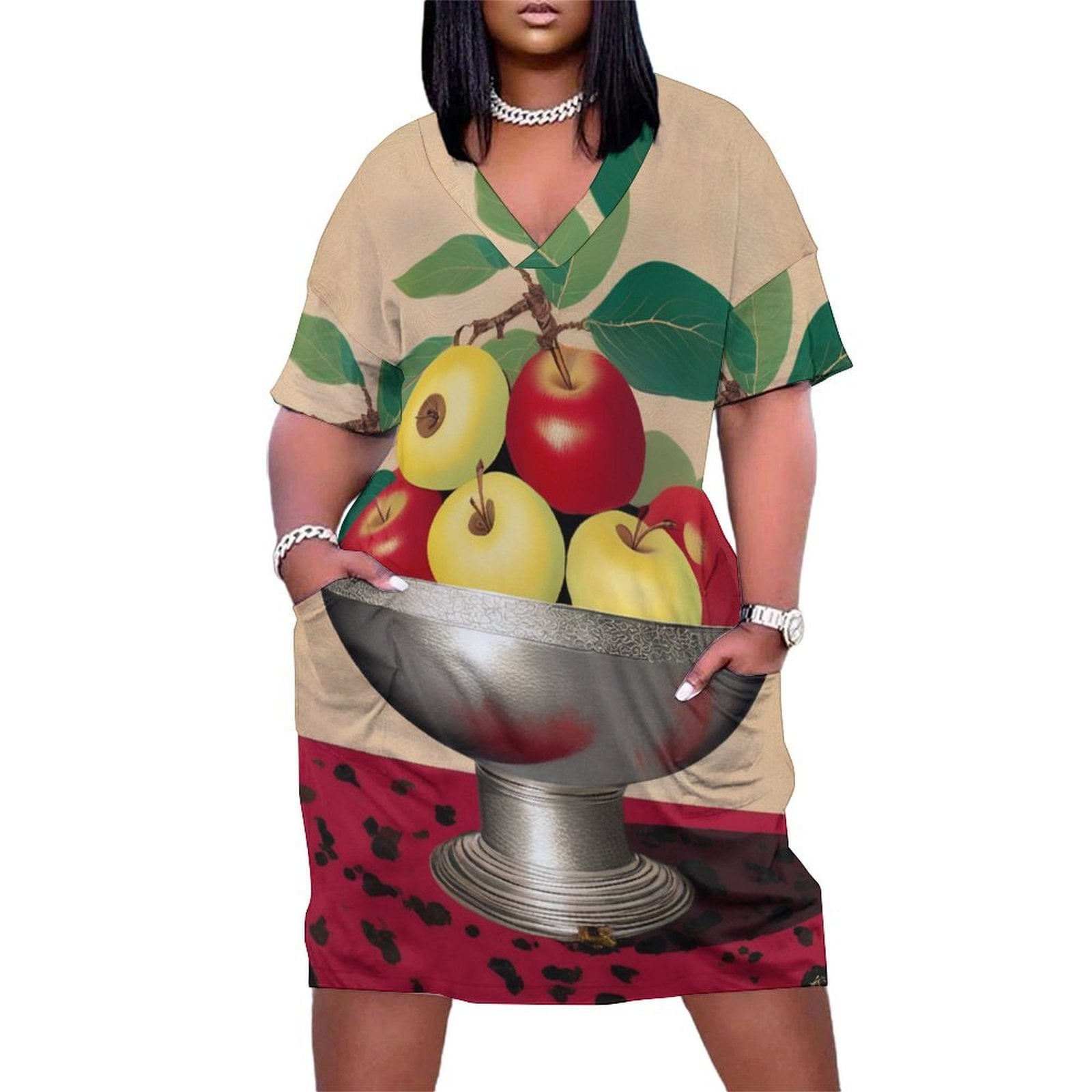 Apple Harvest Bowl Loose Pocket Dress Dresses Summer Summer Dresses for ...