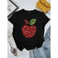 Apple Heart Pattern Fruit Graphic Cute Autumn Daily Style Unisex T ...