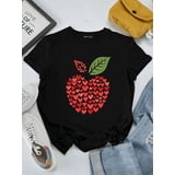 Apple Heart Pattern Fruit Graphic Cute Autumn Daily Style Unisex T ...