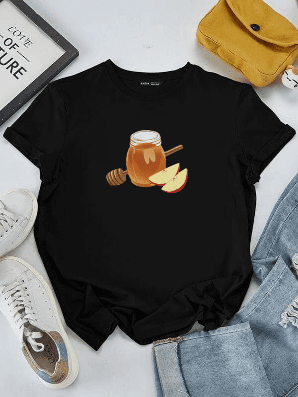 Apple Honey Dipper Graphic Artwork For Rosh Hashanah Jewish Holiday Gift Unisex T-Shirt up to ...