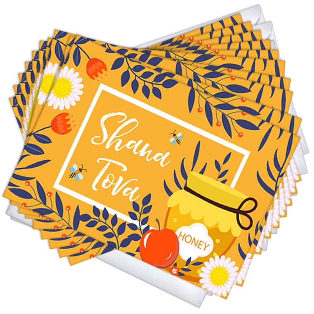 Apple Honey Rosh Hashanah Jewish New Year Greeting Cards | 20 Pack Bulk ...