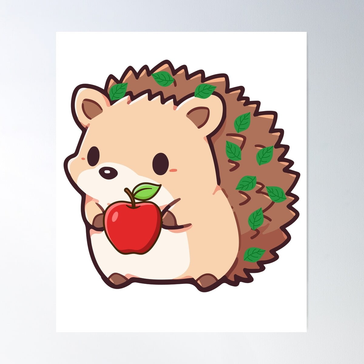 Apple Hugging Hedgehog Poster Wall Art, Modern Wall Decor For Living ...