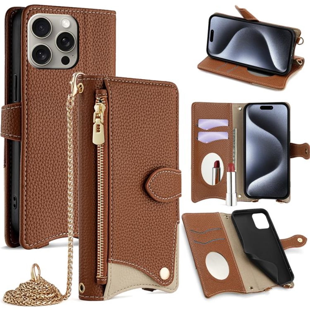 For Apple IPhone 16 Pro Max PU Leather Wallet Case Magnetic Flip Cover ...