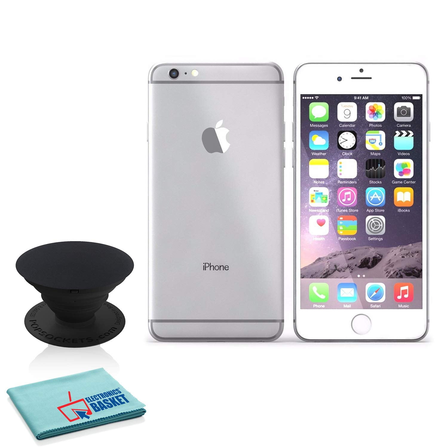 Apple IPhone 6S 16GB Silver (MKQK2LLA) with Aluminum Black Popsocket ...
