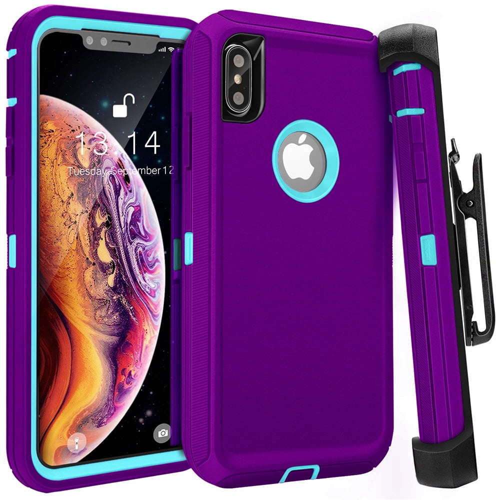 Apple IPhone XR Heavy Duty Defender Armor Hybrid Case Cover With Clip ...
