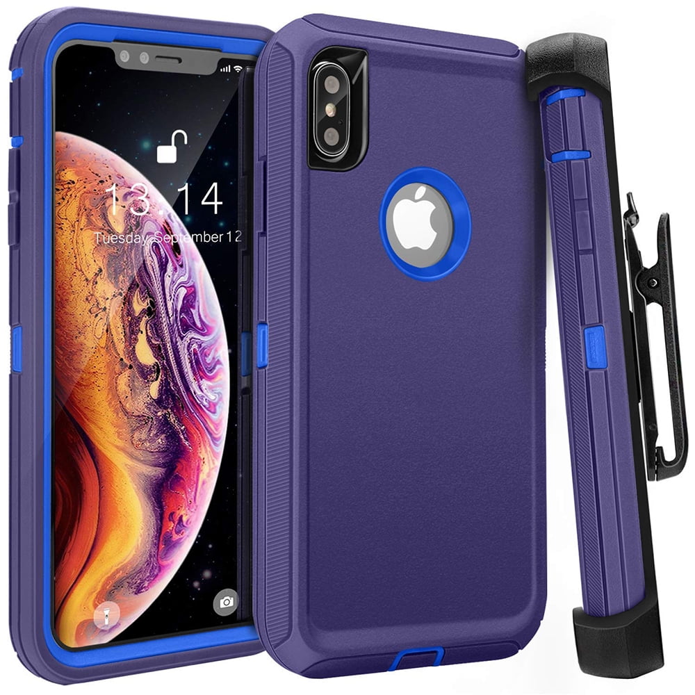 Apple IPhone XS / IPhone X Heavy Duty Defender Armor Hybrid Case Cover ...