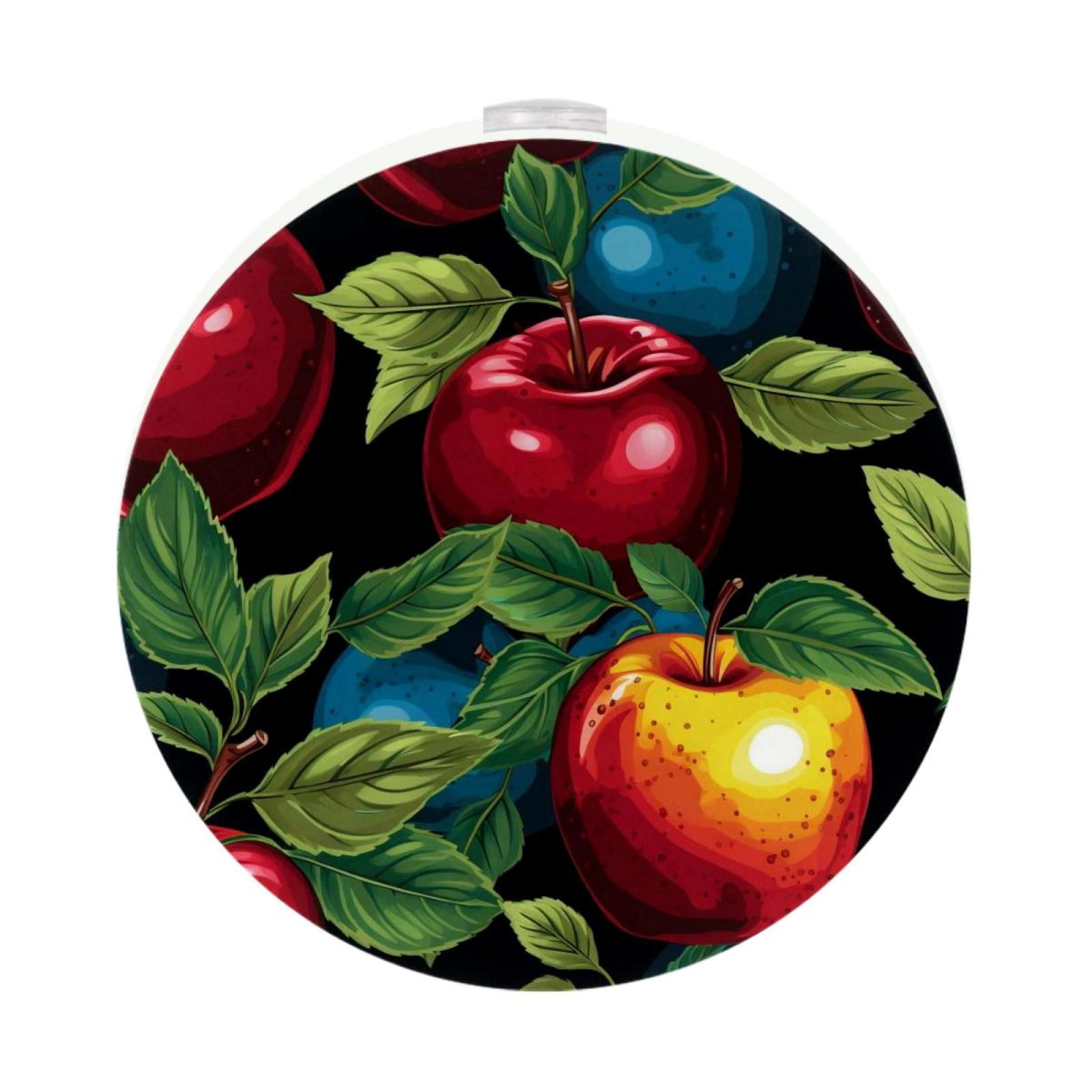 Apple LED Round Night Light - 2PCS, Plug-in Dusk-to-Dawn Sensor, Energy ...