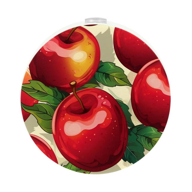 Apple LED Round Night Light-2PCS - Plug-in Smart Sensor Nightlights ...