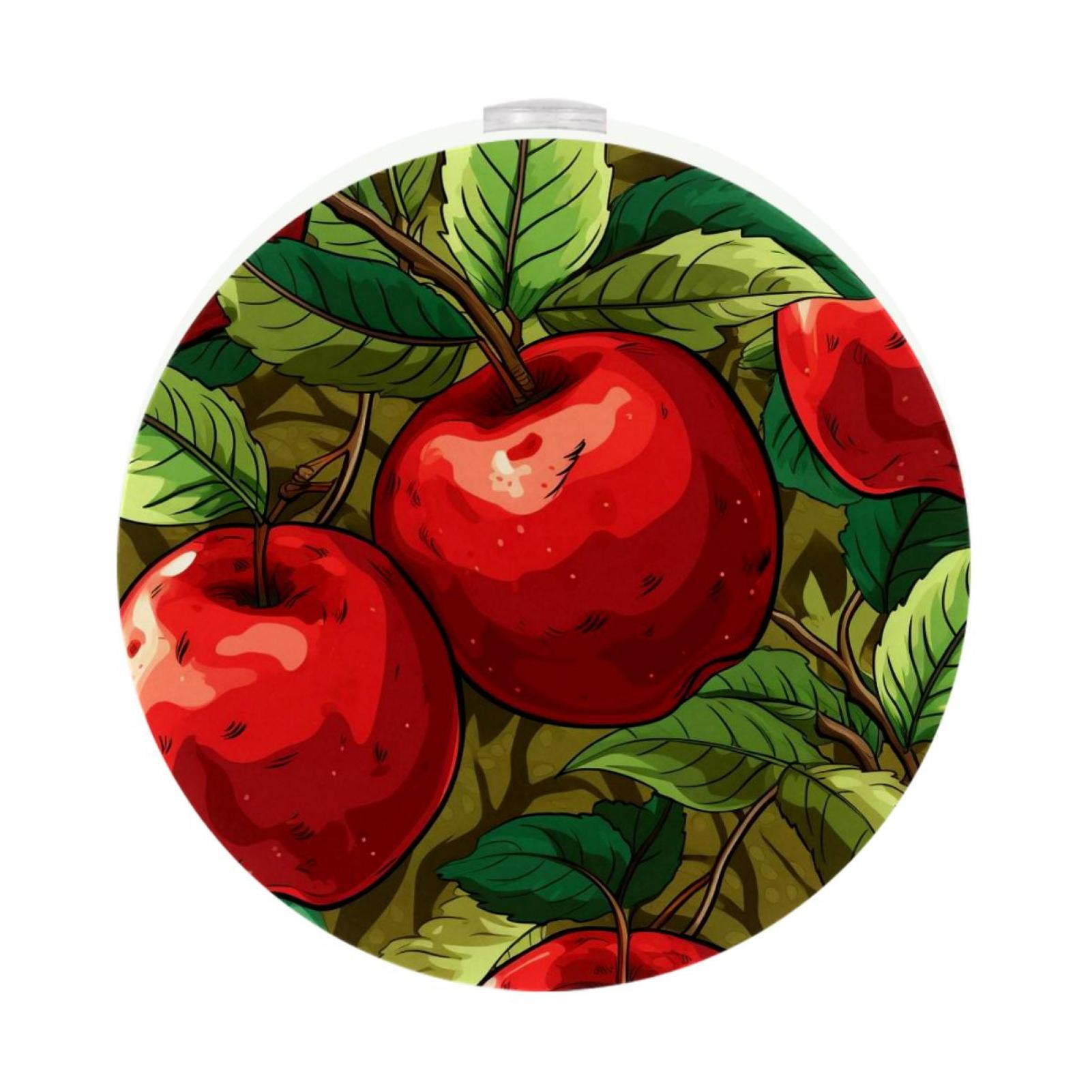 Apple LED Round Night Light-2PCS, Wireless Dimmable Bedside Lamp with ...