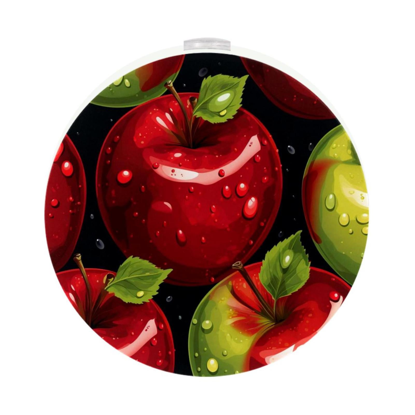 Apple LED Round Night Light-2PCS, Wireless Dimmable Bedside Lamp with ...