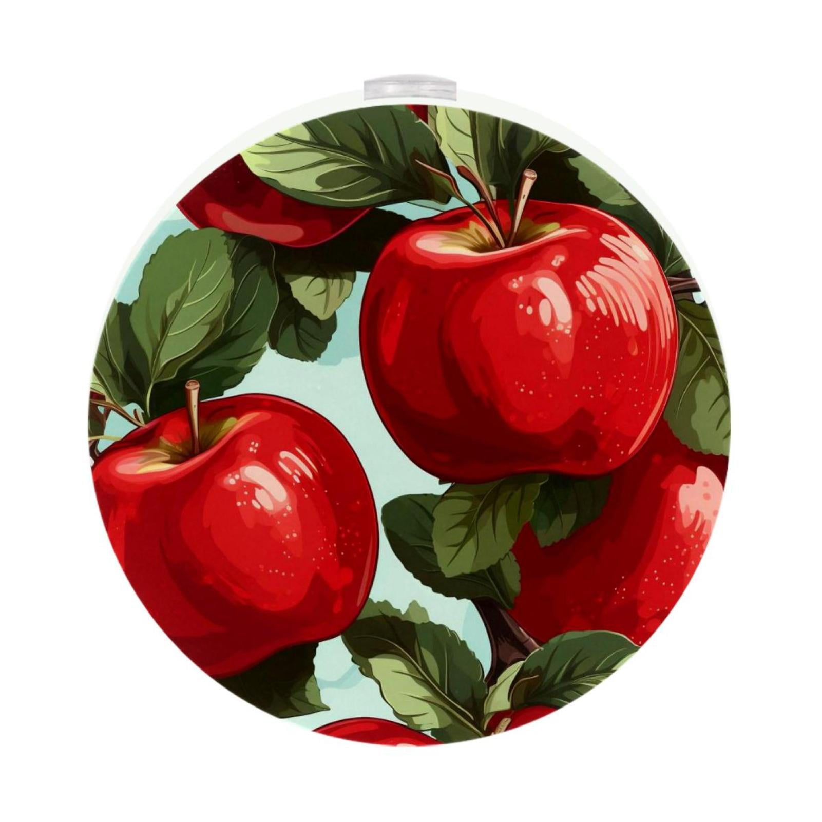 Apple LED Round Night Light-2PCS, Wireless Dimmable Bedside Lamp with ...