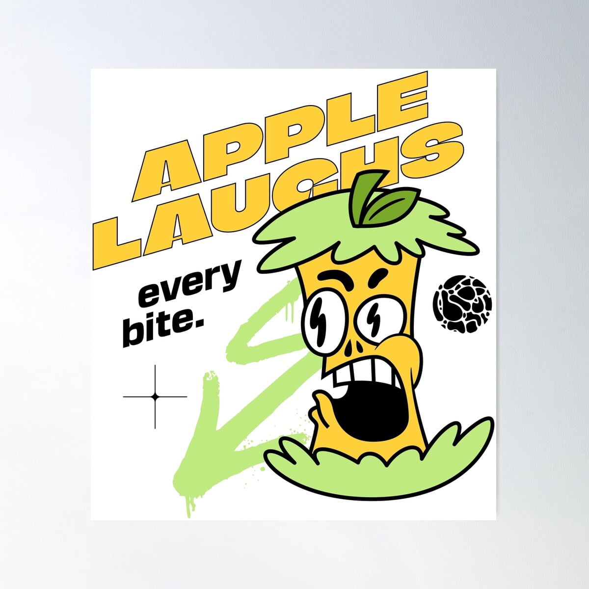 Apple Laughs Every Bite Poster Wall Art, Modern Wall Decor For Living ...