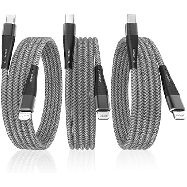 Apple MFI Certified USB C to Lightning Cable, 3 Pack 10 ft, Extra Long ...
