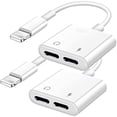 Apple MFi Certified 2 in 1 Dual Lightning Aux Charge Adapter, iPhone ...