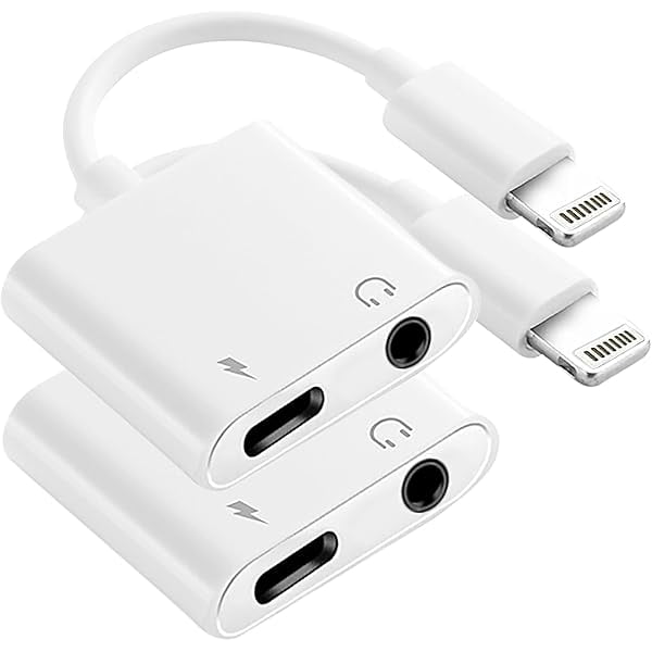 [Apple MFi Certified] 2 Pack Lightning to 3.5mm Headphone Jack Adapter, 2 in 1 Headphone Adapter ...