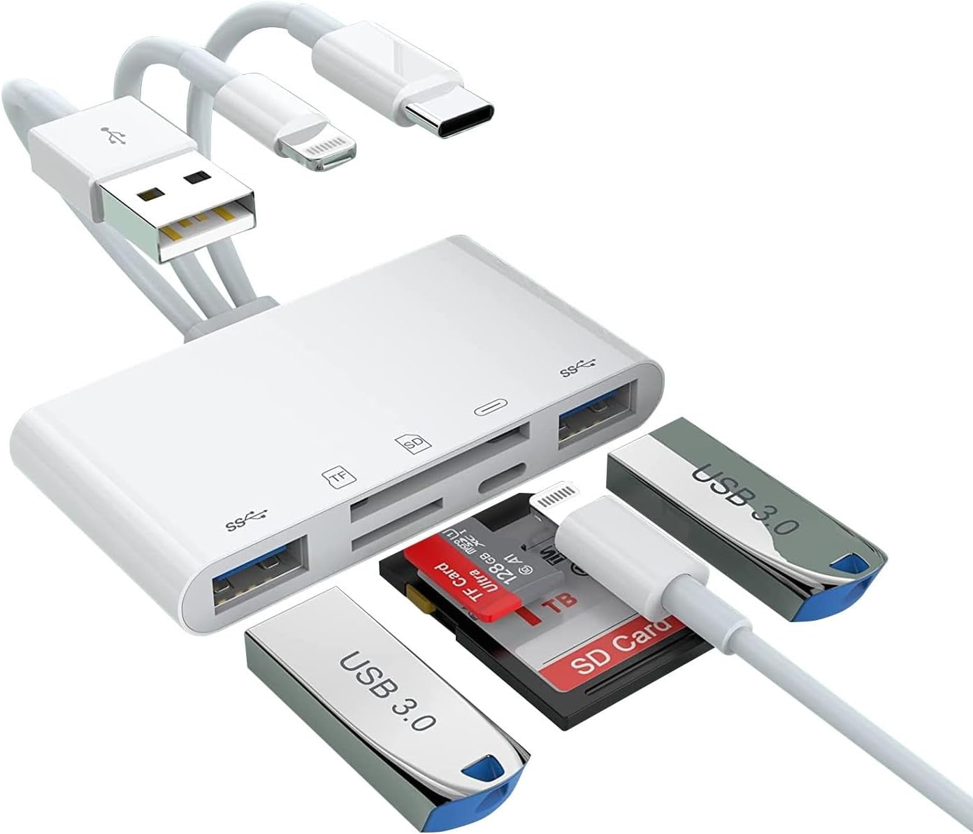 [Apple MFi Certified] 5-in-1 iPhone Memory Card Reader, USB OTG Adapter ...