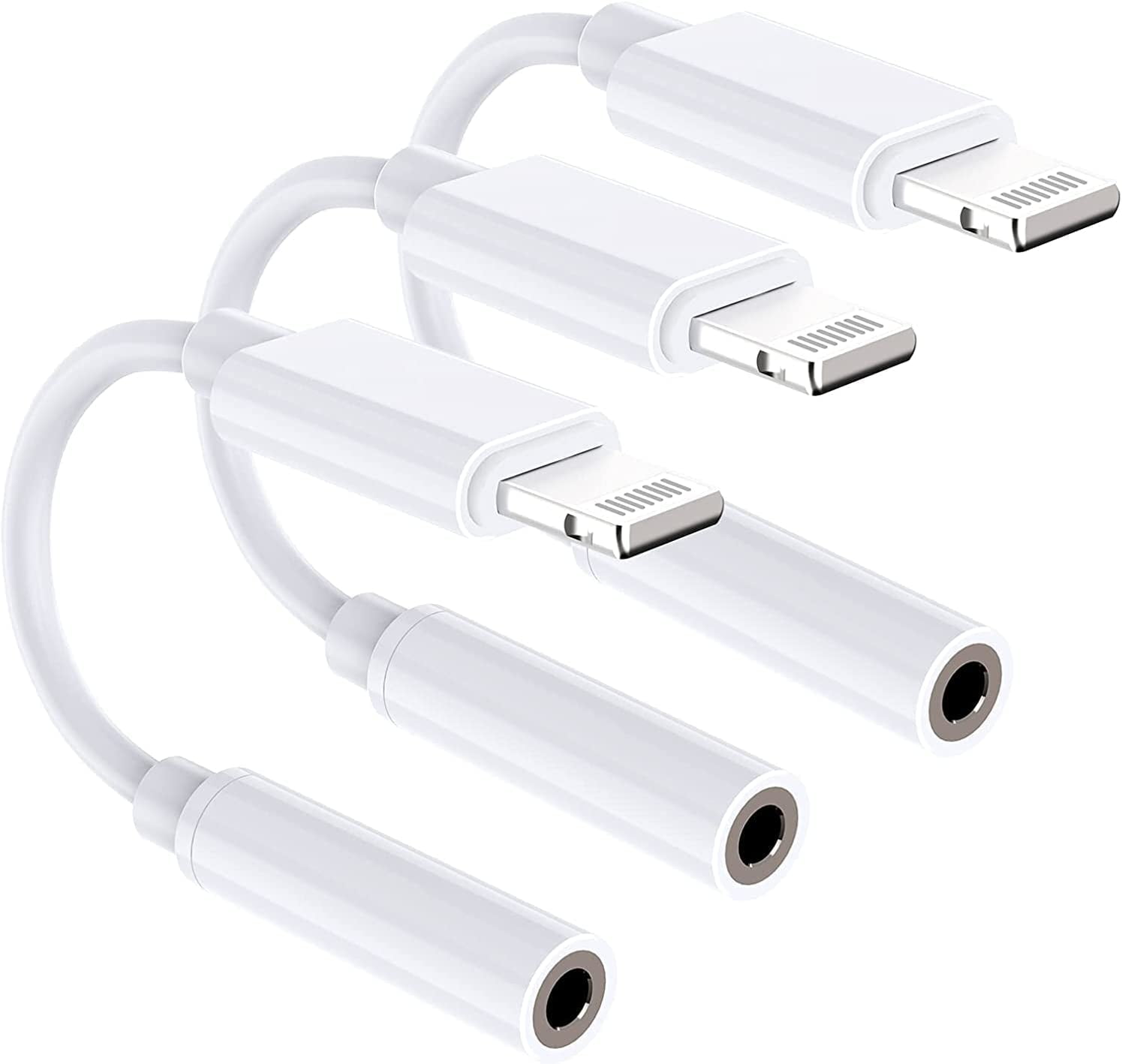 Apple MFi Certified 3-Pack iPhone 13 Headphone Adapter, Lightning to 3 ...