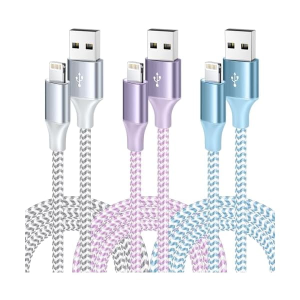 [Apple MFi Certified] Short iPhone Charger 3ft 3Pack,USB A to Lightning ...