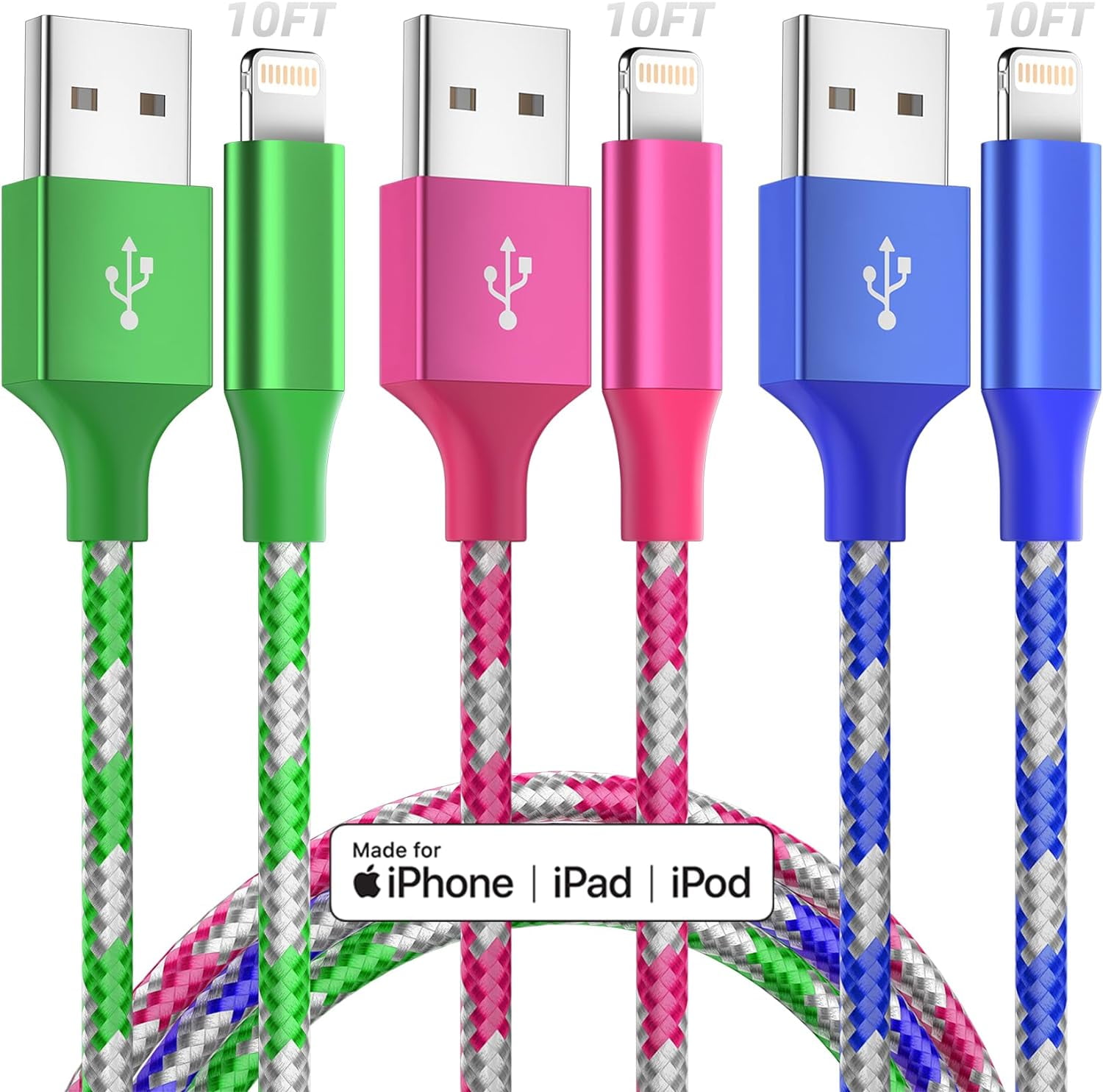 [Apple MFi Certified] iPhone Charger Fast Charging 3 Pack 10 FT ...