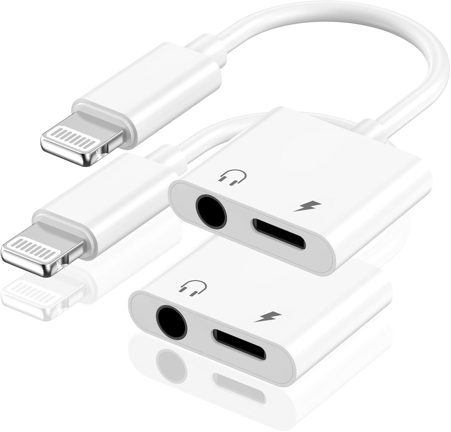 [Apple MFi Certified] iPhone Headphones Adapter, 2 Pack 2 in 1 Lightning to 3.5 mm Headphone ...