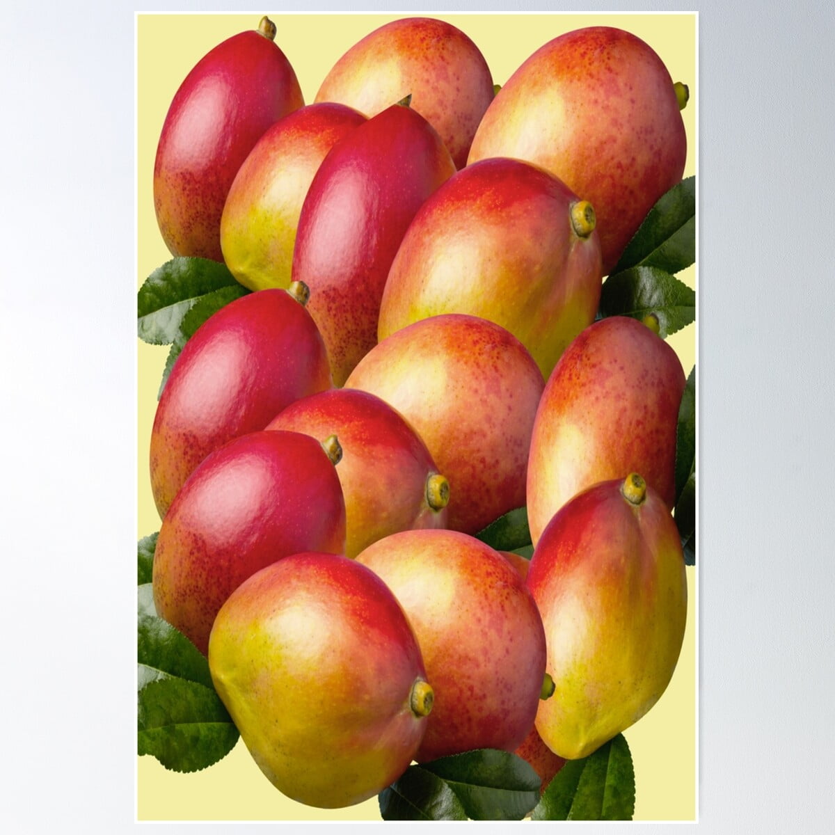 Apple Mango Fruit Pattern Poster Wall Art, Modern Wall Decor For Living ...