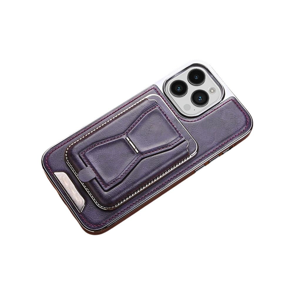 Apple Mobile Phone Electroplated Leather Magnetic Card Shell Holder ...