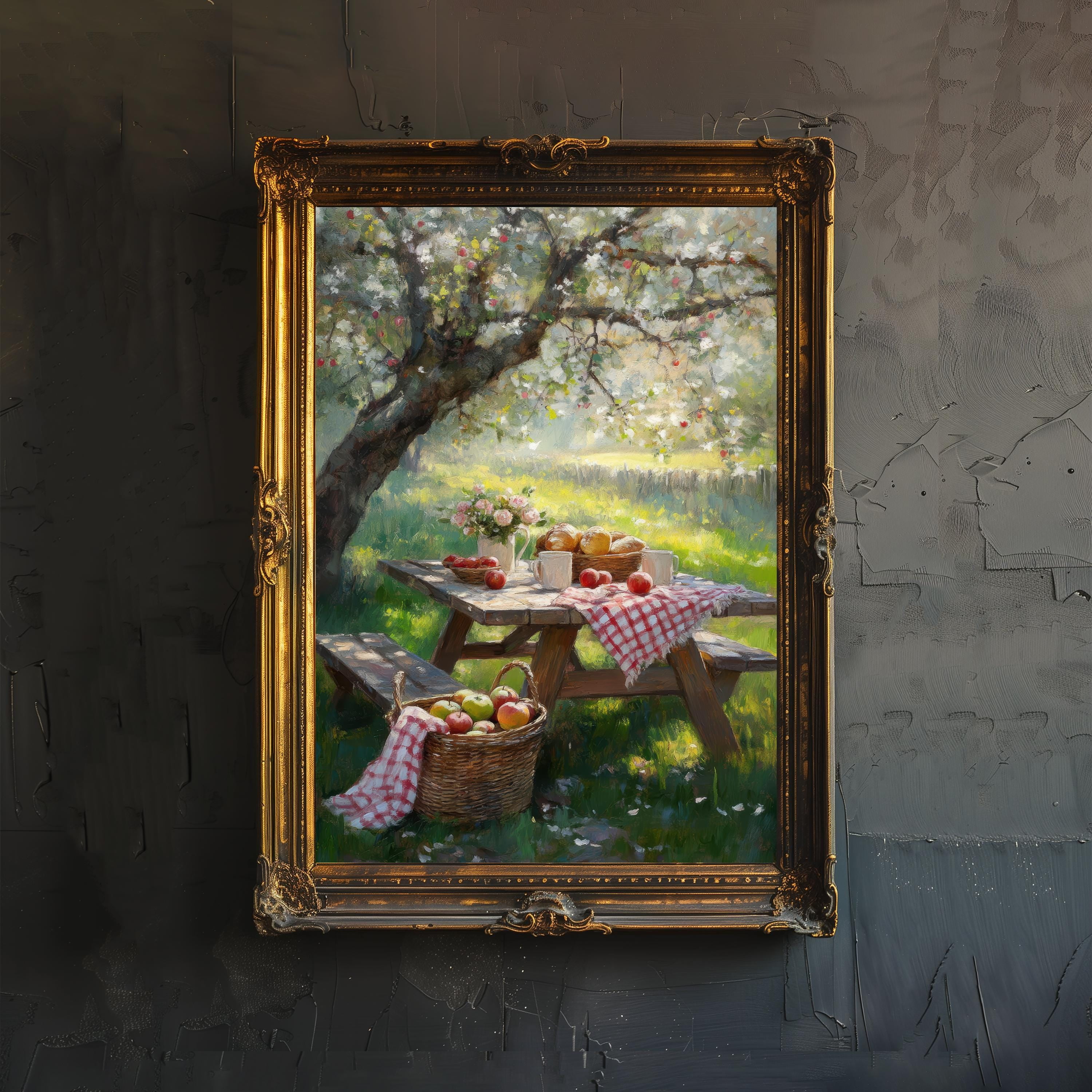 Apple Orchard Art Print Cottagecore Decor Rustic Autumn Wall Art ...