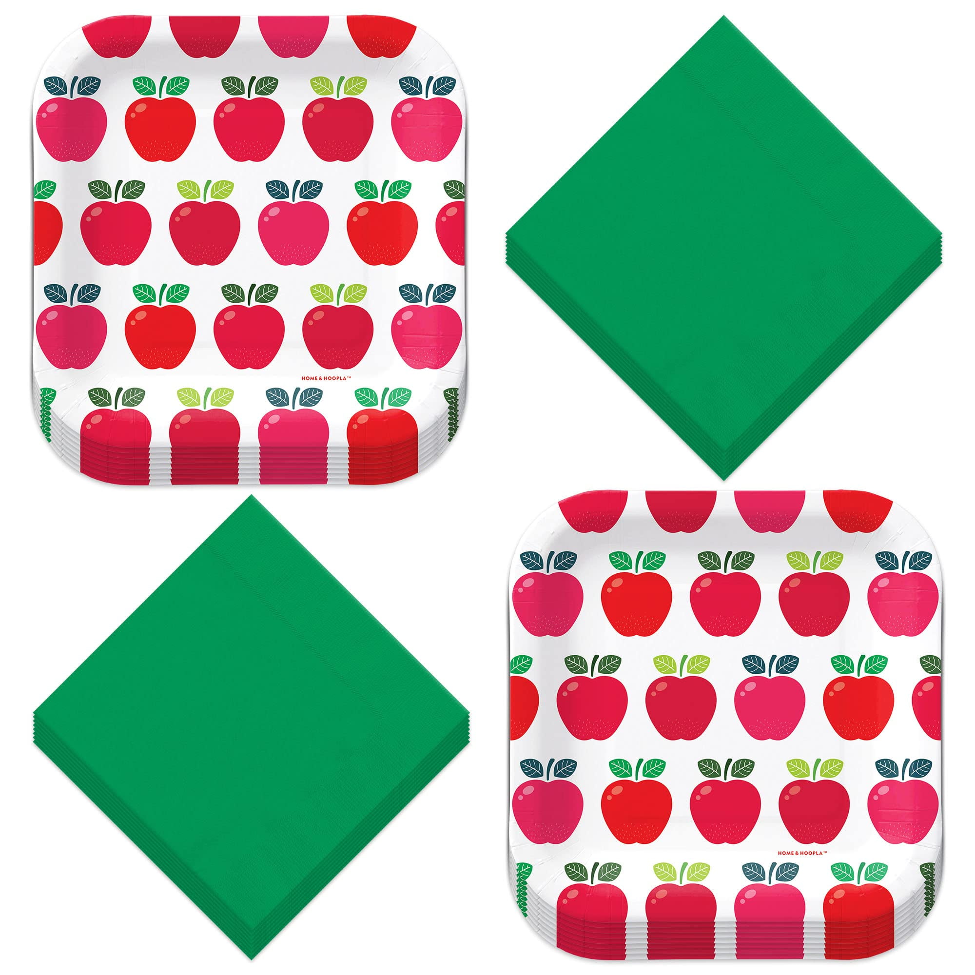 Apple Party Supplies - Red Apple Variety Square Paper Dessert Plates ...