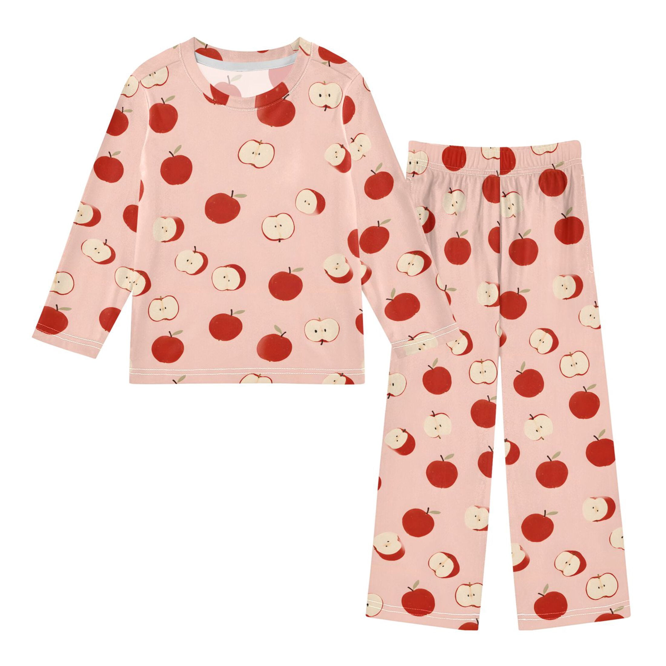 Apple Pattern Cozy Soft Long Sleeves Top and Pants 2 Piece Cool Pjs ...