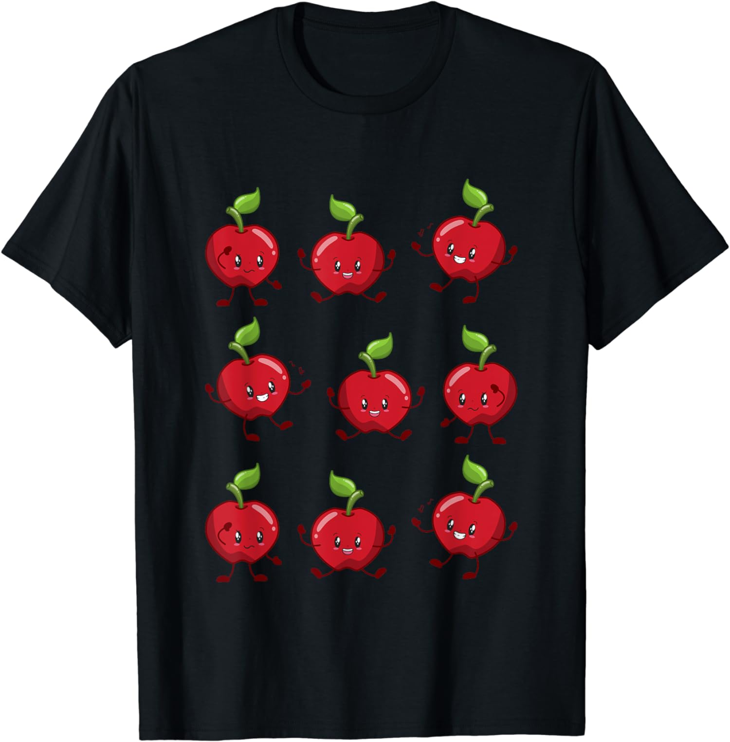 Apple Pattern Cute Happy Apple Fruit for Vegans Fruitarian T-Shirt ...