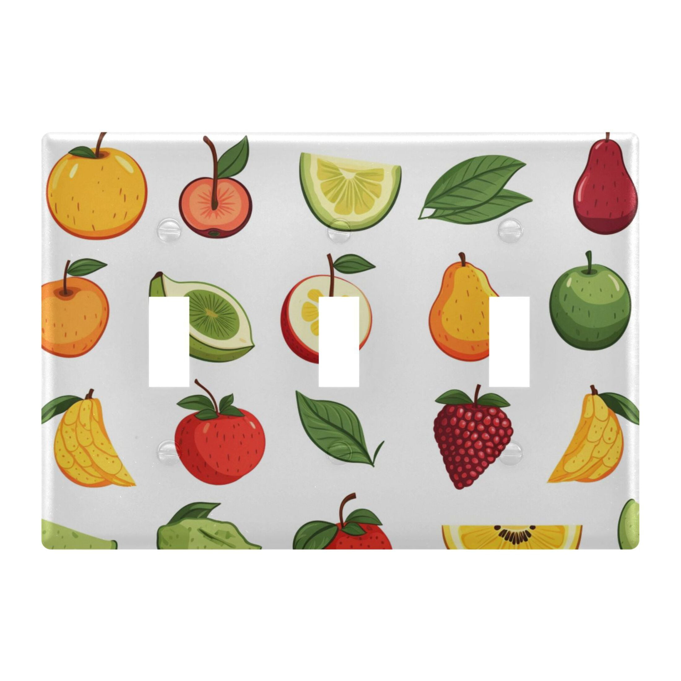 Apple Pear Banana Lime Grape Light Switch Plate Covers 3 Gang Wall ...