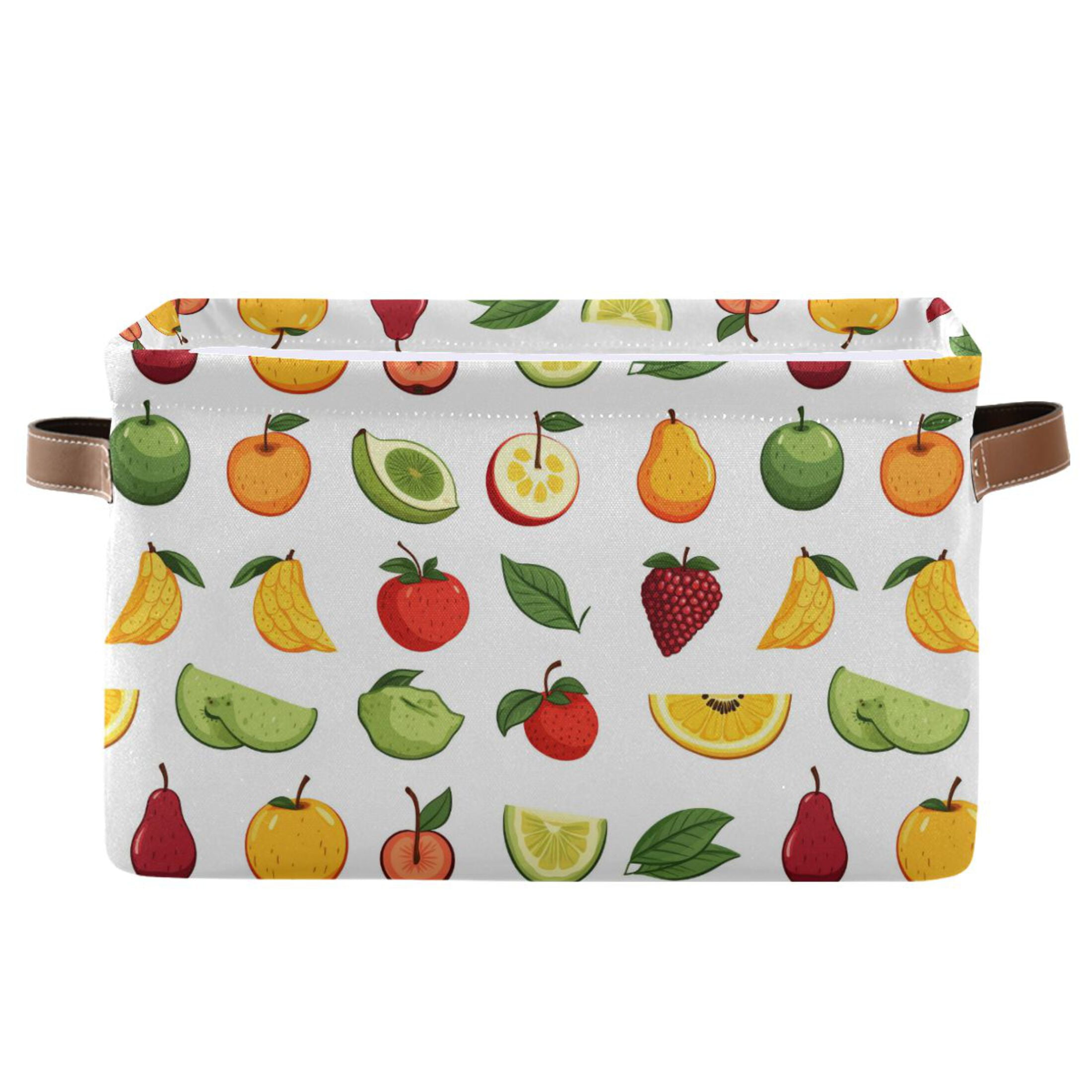 Apple Pear Banana Lime Grape Storage Bins with Handle Fabric Organizer ...