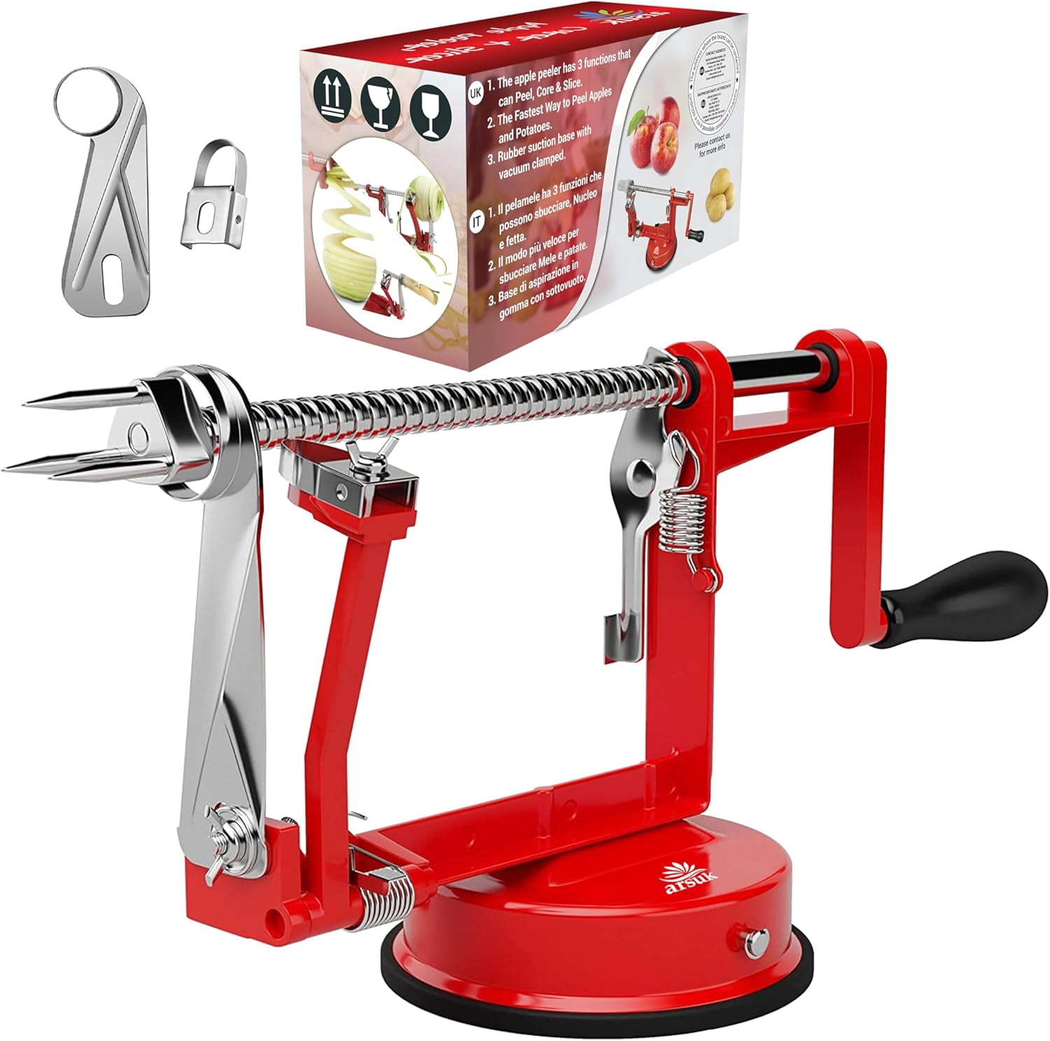 Apple Peeler Slicer Corer – 3 in 1 Fruit Peeling Machine with Stainless ...