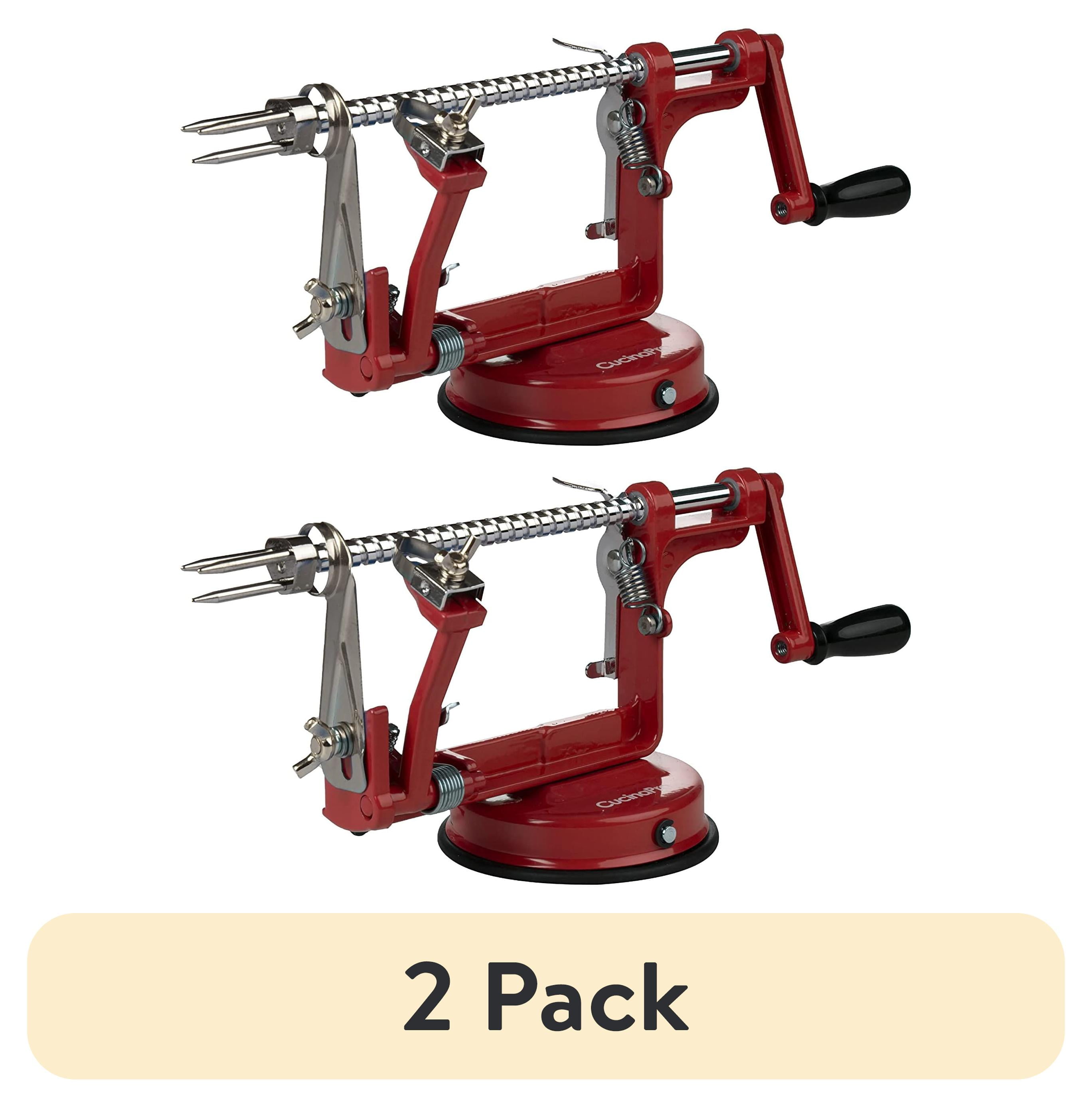 2 pack Apple Peeler and Corer by Cucina Pro Long Lasting Chrome Cast Iron with Countertop Suction Cup