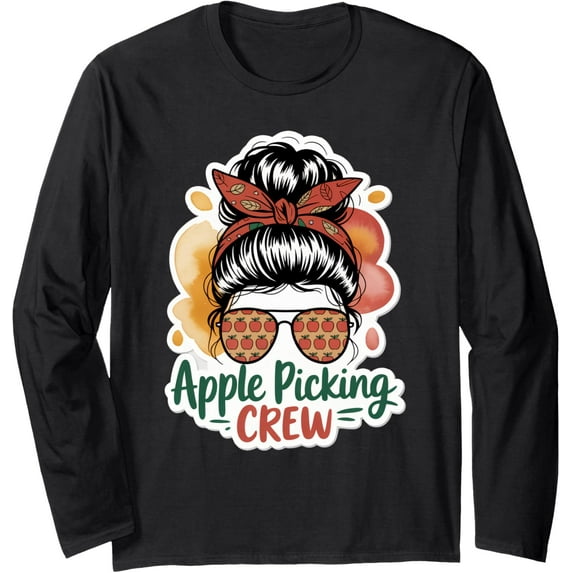 Apple Picking Crew Fall Apple Orchard Women Harvest Season Long Sleeve ...