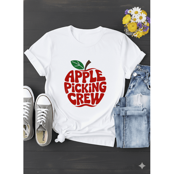 Apple Picking Crew Retro Bold Typography Unisex T-Shirt Fall Harvest ...