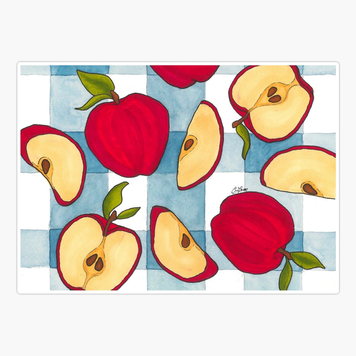 Apple Picnic Falling For Summer Er, Phone Decal Water Bottle Stickers ...