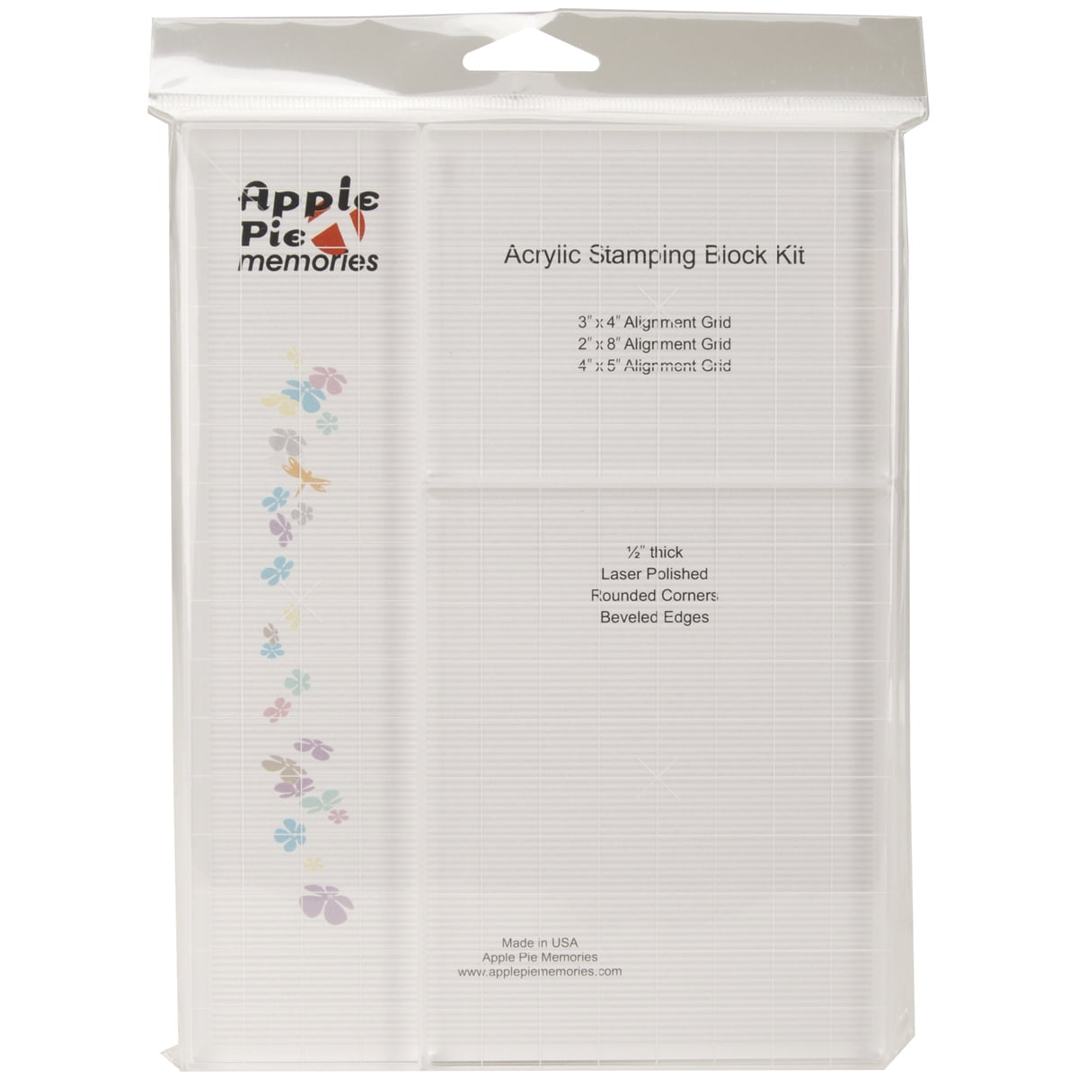 Apple Pie Memories Acrylic Stamp Blocks 3/Pk-.5 Thick W/Grids: 2X8, 3X4 ...
