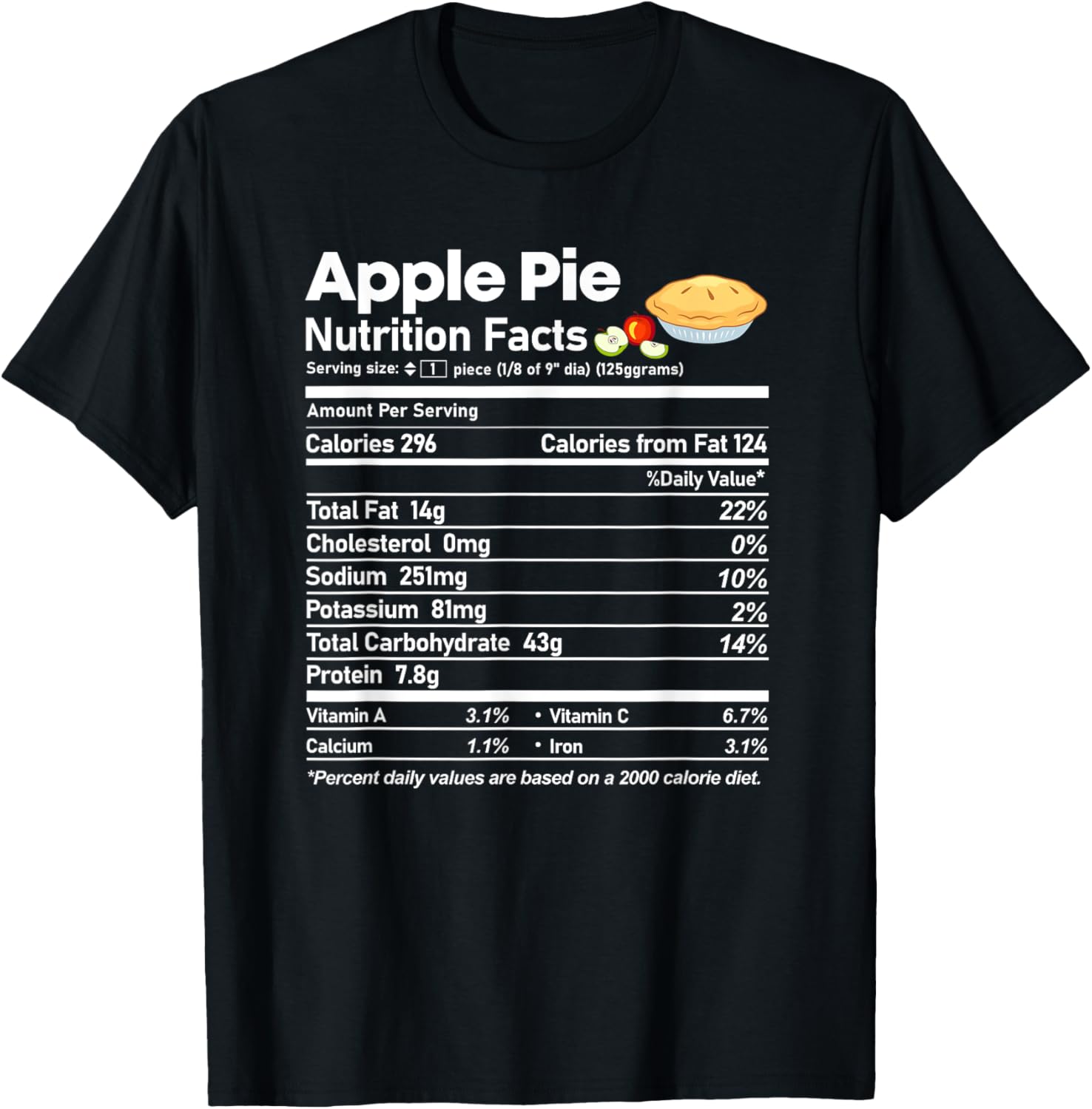 Apple Pie Nutrition Facts Funny Thanksgiving Christmas T-Shirt ...