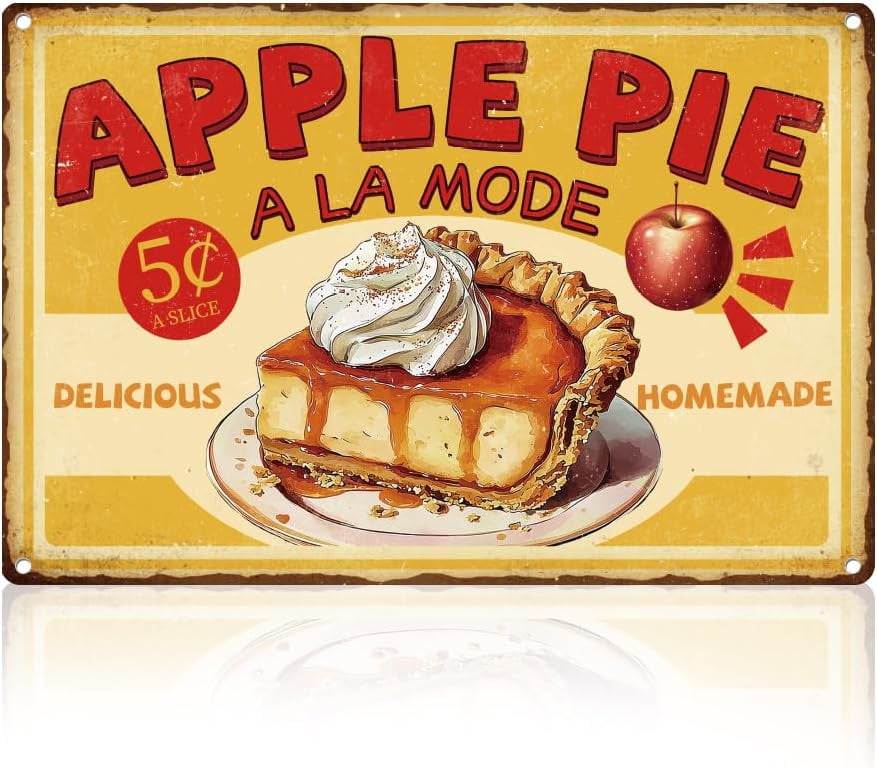Apple Pie Shop Wall Decor Tin Sign 8" x 12" Delicious Food Kitchen ...