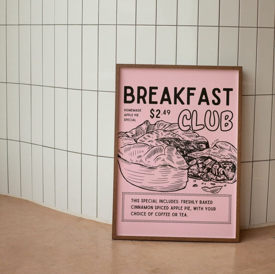 Apple Pie Wall Print Breakfast Club Wall Art Retro Kitchen Poster ...