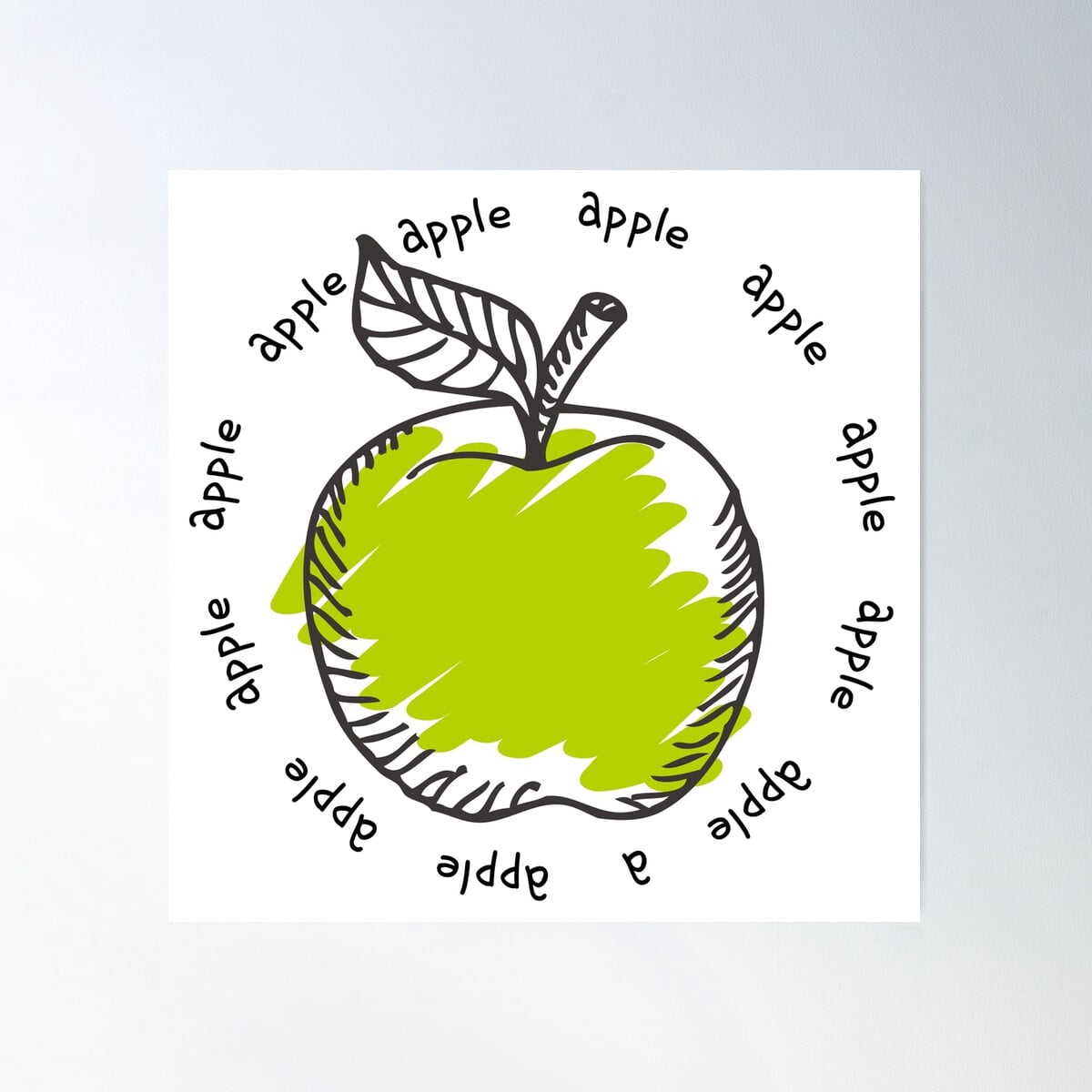 Apple Poster Wall Art, Modern Wall Decor For Living Room Bedroom, 24x24 ...