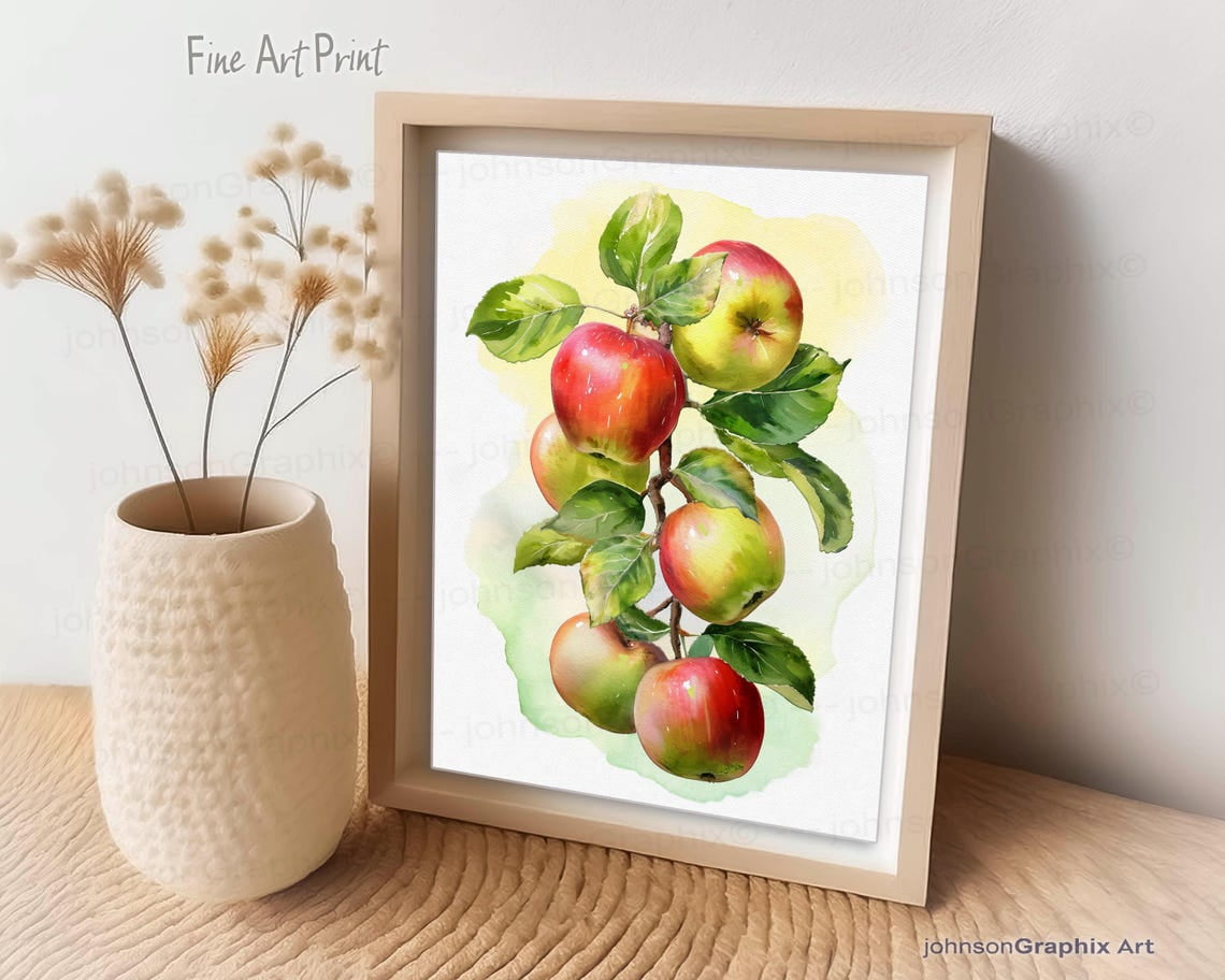 Apple Print: Country Kitchen Wall Art Unframed Paper Print - Walmart.com