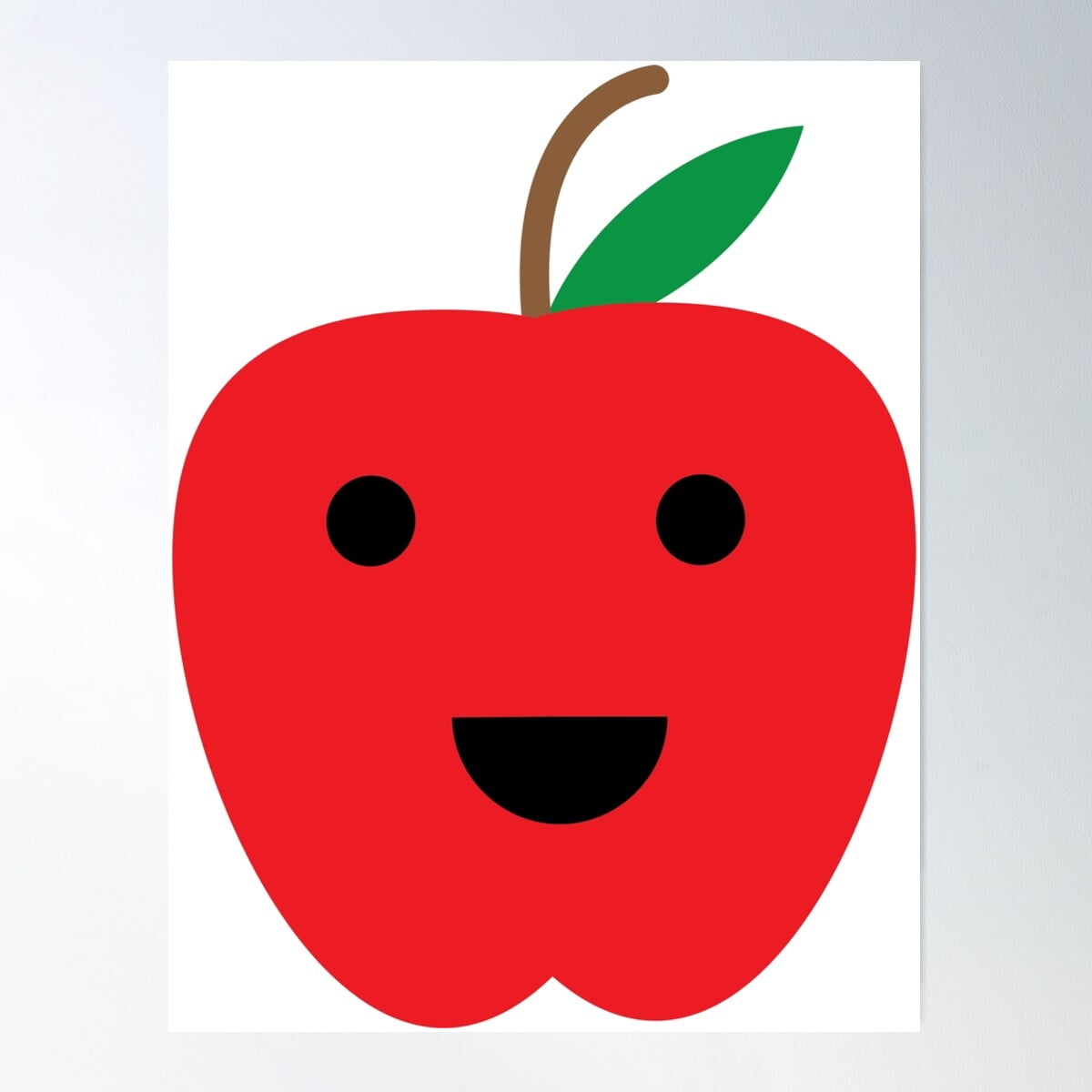 Apple Red Kawaii Cute Poster Wall Art, Modern Wall Decor For Living ...