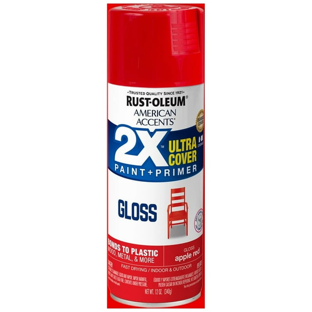 Apple Red, Rust-Oleum American Accents 2X Ultra Cover Gloss Spray Paint ...