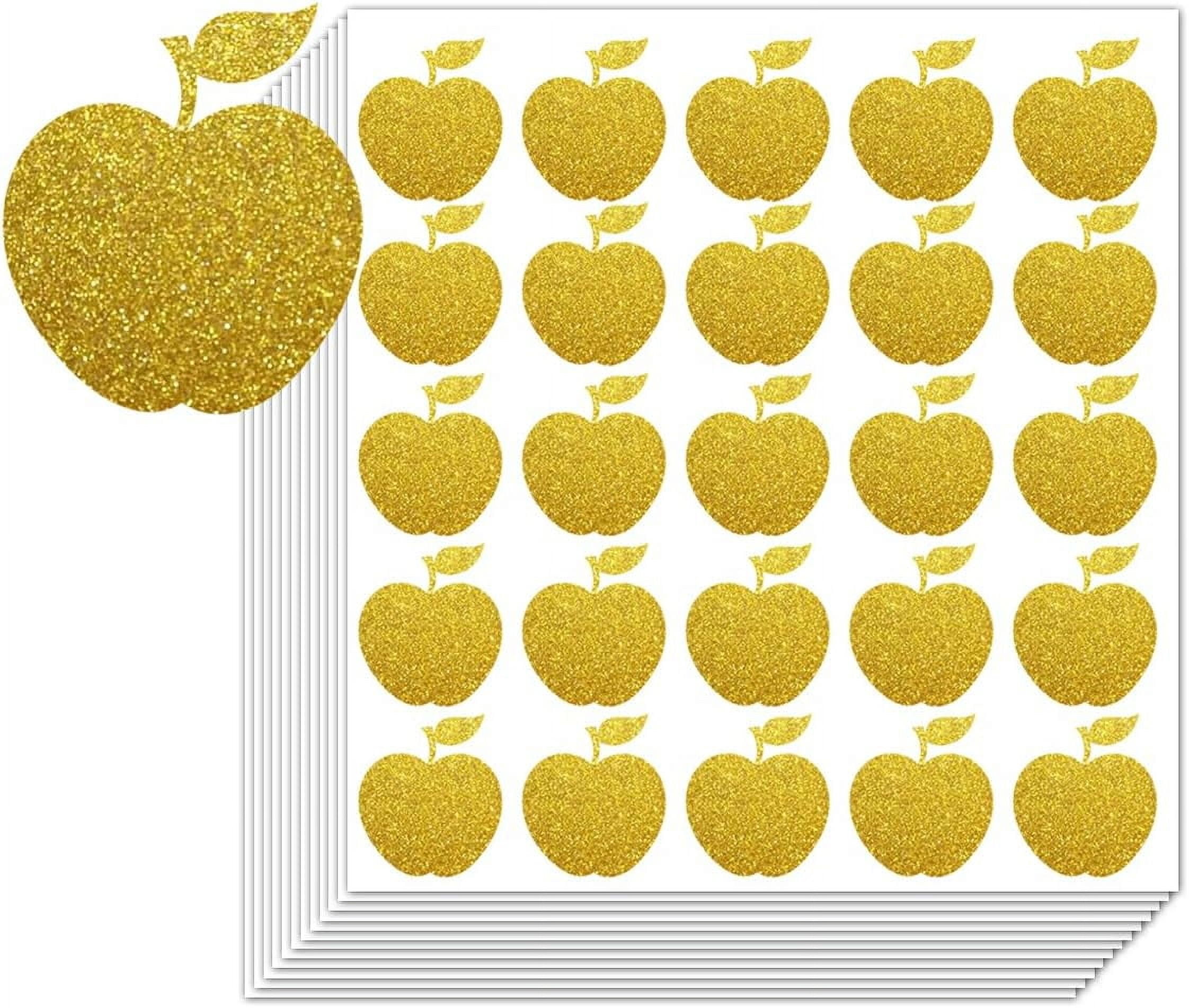 Apple Shape Stickers 1 Inch Gold Foil Mini Apples Reward Stickers for ...