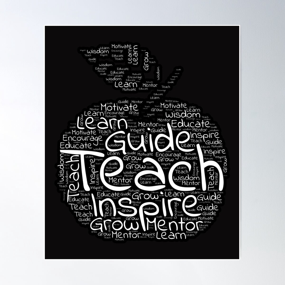 Apple Shape Word Cloud Poster Wall Art, Modern Wall Decor For Living ...