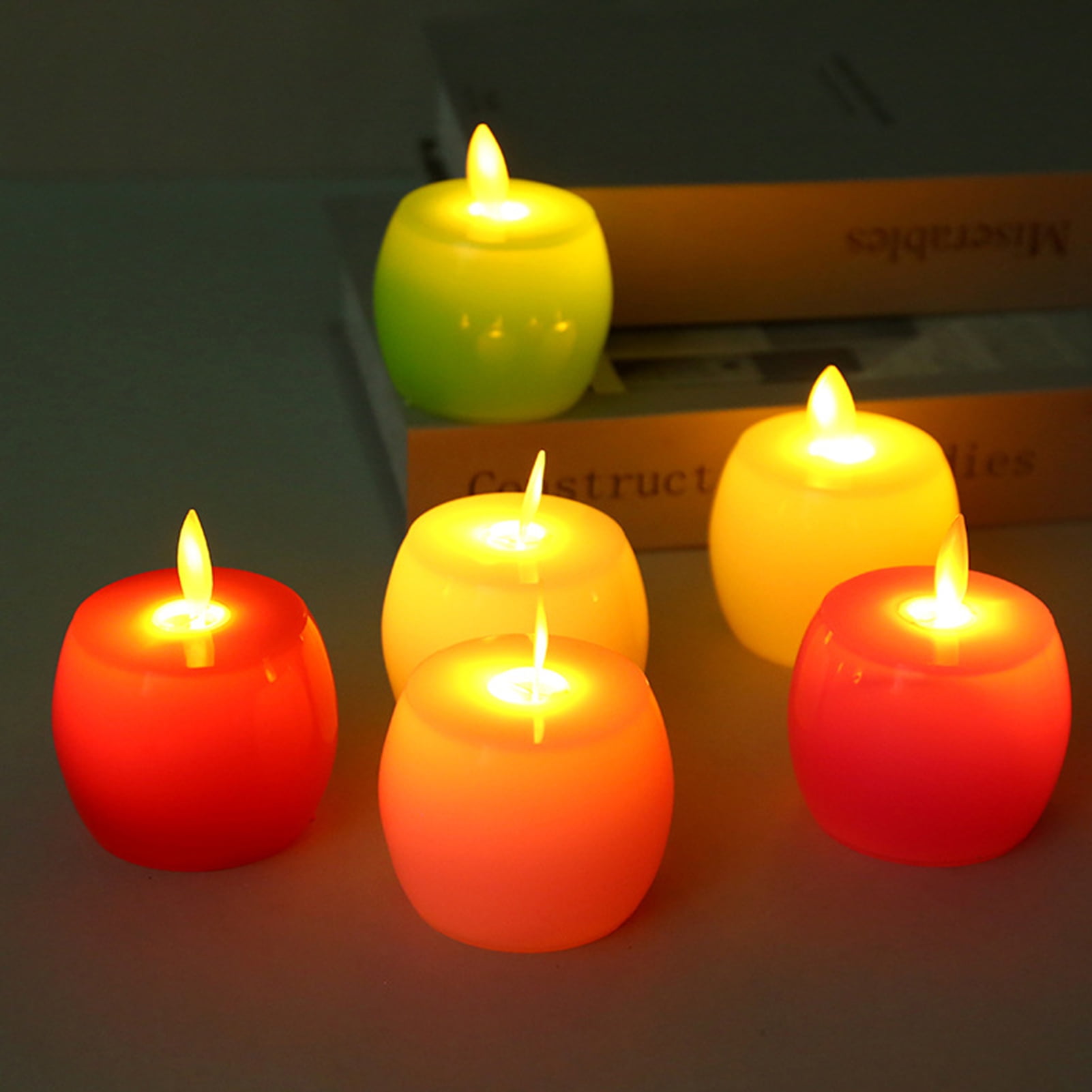 Apple Shaped LED Glowing Candle Light LED Flameless Candles Battery ...
