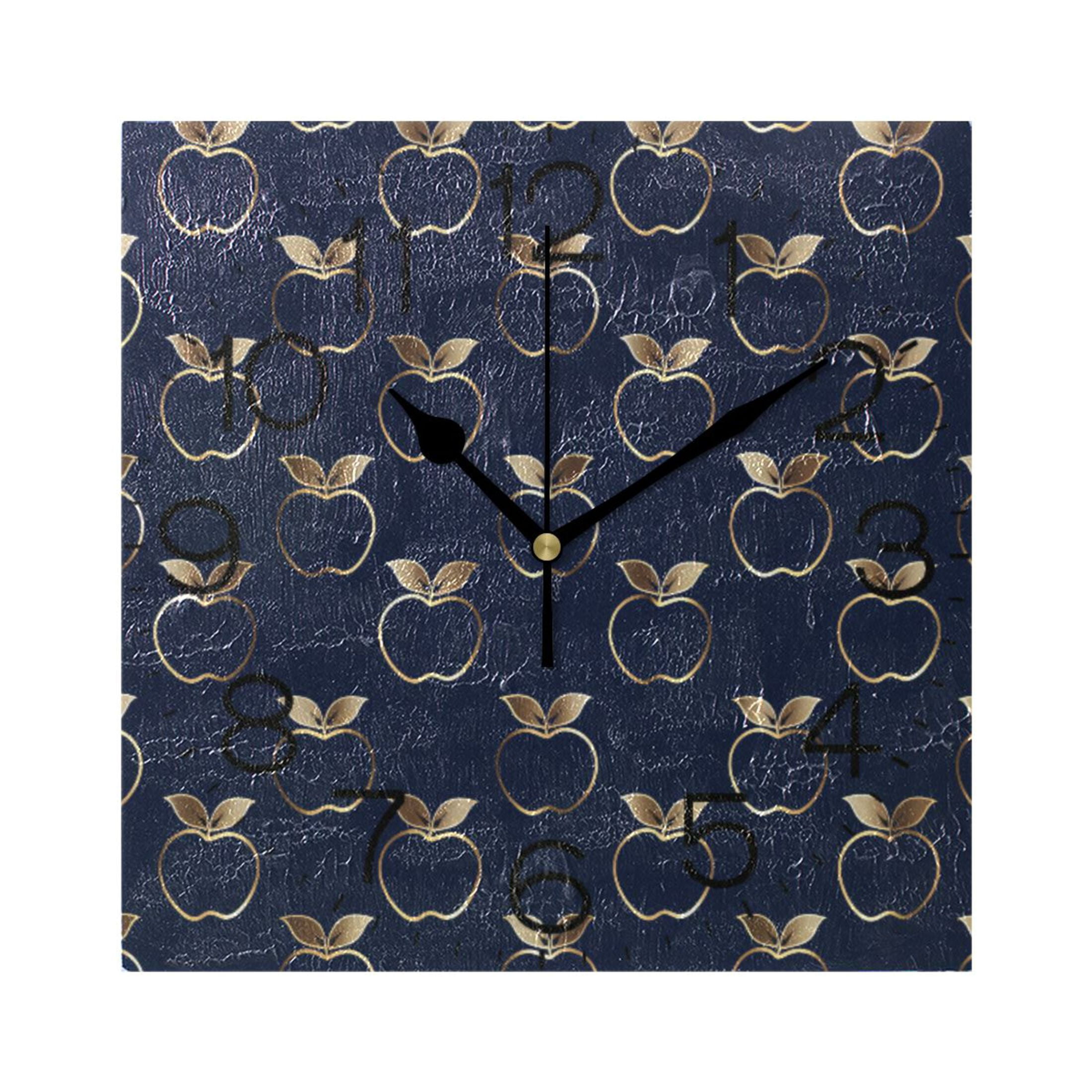 Apple Silhouette Wall Clock 7.78" Non-Ticking Silent Battery Operated ...