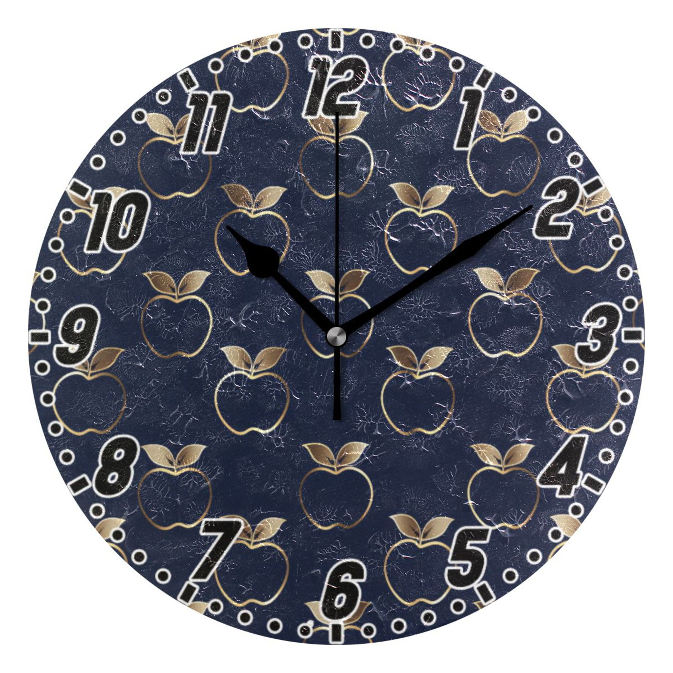 Apple Silhouette Wall Clock 9.8 inch Battery Operated Clocks Non ...